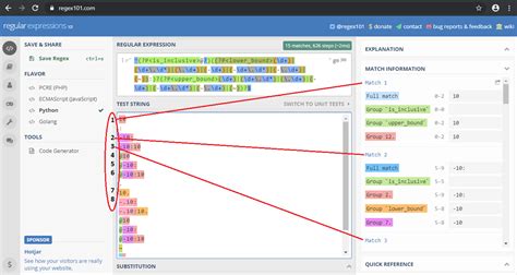 match number on test string panel · issue 1257 · firasdib regex101 · github
