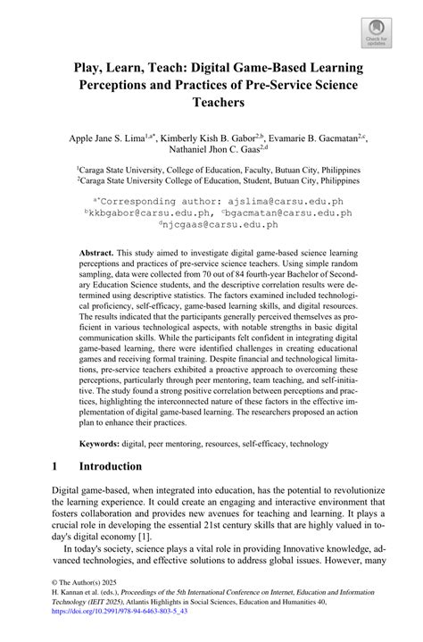 Pdf Play Learn Teach Digital Game Based Learning Perceptions And Practices Of Pre Service