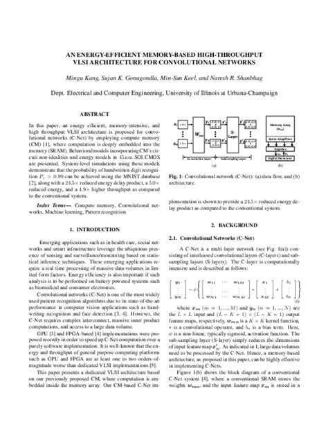 Pdf An Energy Efficient Memory Based High Throughput Vlsi Architecture For Convolutional