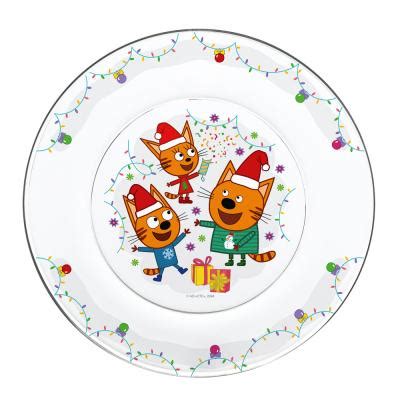 Тарелка "Три кота. Зимние каникулы" 19,5см, стекло (829-224) купить ...