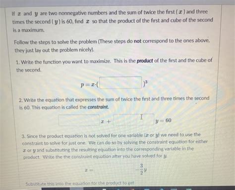 Solved If U And Y Are Two Nonnegative Numbers And The Sum Of