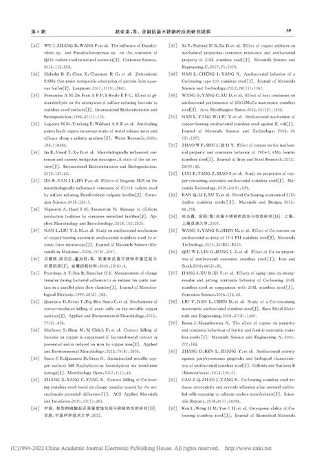含铜抗菌不锈钢的应用研究现状