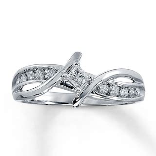 Diamond Promise Ring 14 Ct Tw Princess Cut 10k White Gold Kay