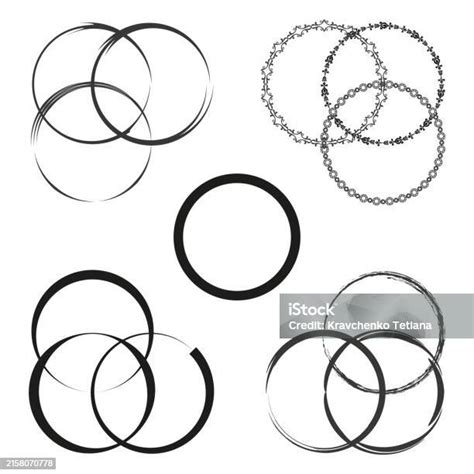 6개의 검은색 원 다양한 장식 스타일 겹치는 디자인 요소 벡터 일러스트 레이 션입니다 0명에 대한 스톡 벡터 아트 및 기타 이미지 Istock
