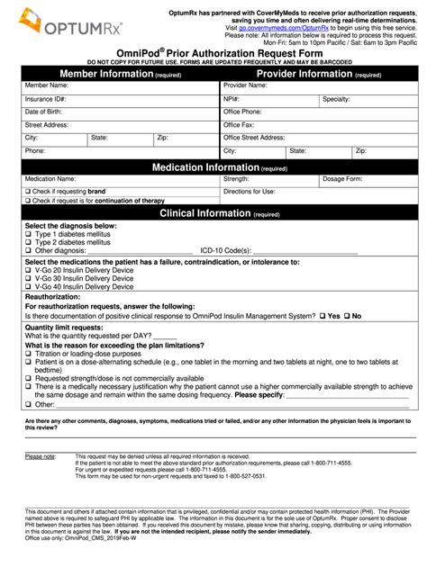 Fillable Online Omnipod Prior Authorization Request Form Fax Email
