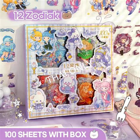 ส่งของทุกวัน กันน้ำ 100 แผ่นสําหรับตกแต่งไดอารี่ สติ๊กเกอร์ไดคัท ลายน่ารัก สติ๊กเกอร์ตกแต่ง
