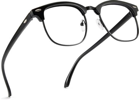 Cyxus Blue Light Glasses Men Retro Semi Rimless Clear Blue Light