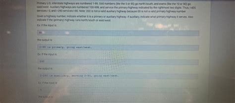 Solved Prenary Us Interstate Highways Are Numbered 199 Odd