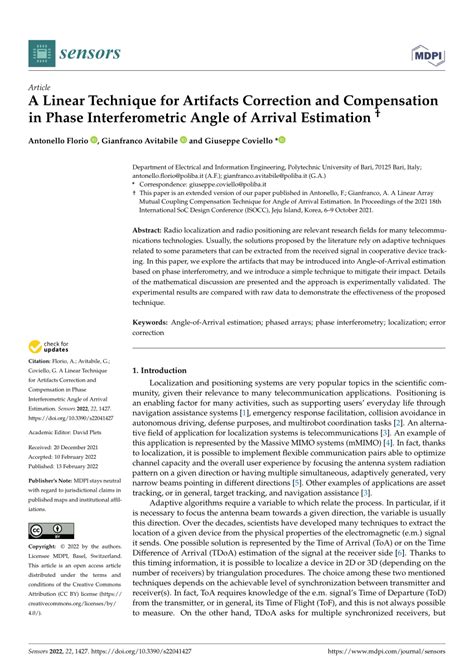 Pdf A Linear Technique For Artifacts Correction And Compensation In Phase Interferometric