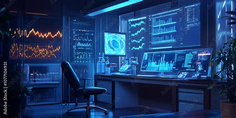 Cybersecurity Operations Center A Sleek And Futuristic Cybersecurity Operations Center Bathed