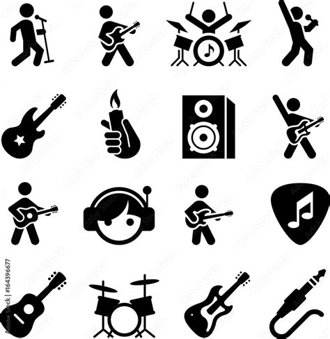 Rock Music Icons Black Series Stock Vector Adobe Stock