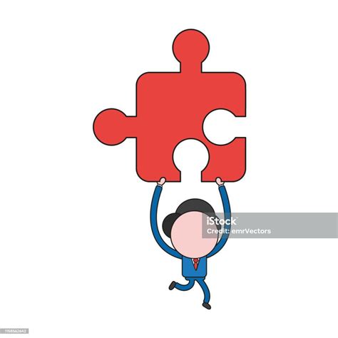 실업가 캐릭터 실행 및 누락 직소 퍼즐 조각을 들고의 벡터 그림 색상 및 검은색 윤곽선 개체 그룹에 대한 스톡 벡터 아트 및 기타 이미지 개체 그룹 경영자 계획