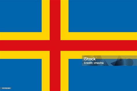 Flag Of Aland Islands Aland Blue Flag With A Red And Yellow Cross Stock
