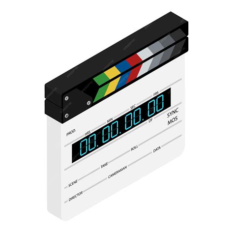 색 배경에 고립 된 새로운 현대 필름 클래퍼 보드 프리미엄 벡터