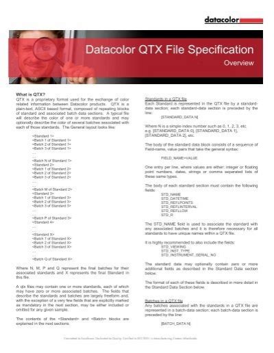 Datacolor Qtx File Specification