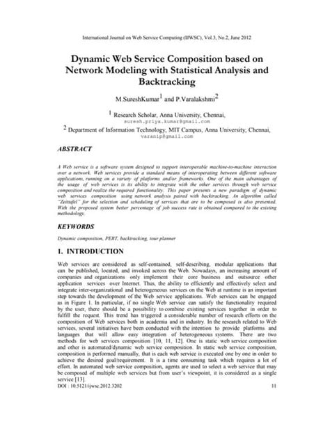 Dynamic Web Service Composition Based On Network Modeling With Statistical Analysis And