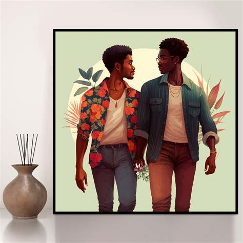 Gay Black Couple Art Instant Download Gay Zwarte Mannen Kunst Zwarte Liefde Kunst Lgbt Kunst