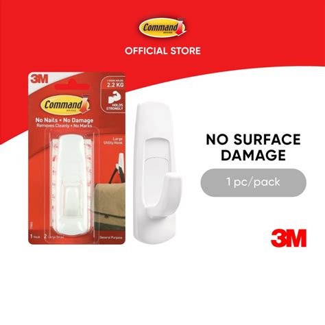 3M Command Utility Hooks 17003 Holds Up To 2 2kg 1 Pc Pack Large For Organizing And