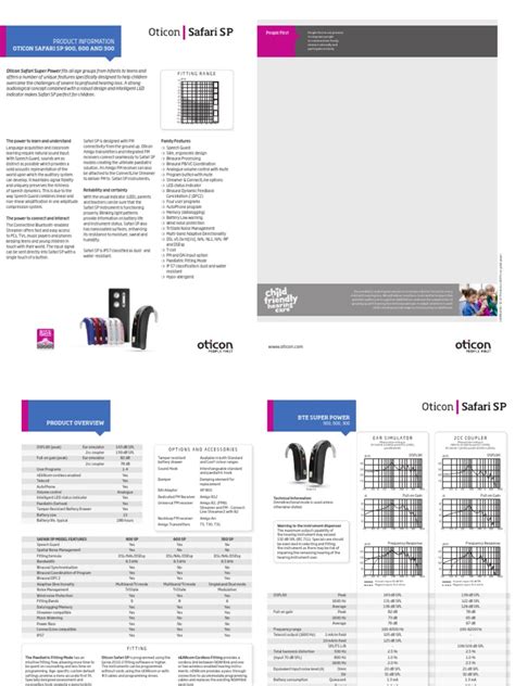 Product Information Oticon Safari Sp 900 600 And 300 Fitting Range Pdf Decibel Hearing Aid