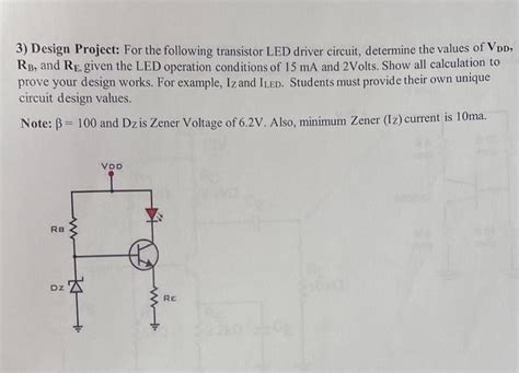 Solved Design Project For The Following Transistor LED Chegg Com
