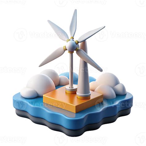 Elegant Modern Floating Wind Turbine Platform Sleek Aerodynamic Design Ocean Waves And Clouds
