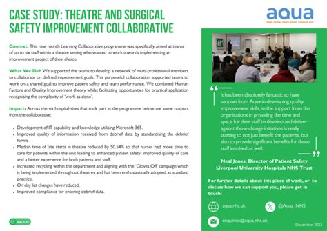 Case Study Theatre And Surgical Safety Improvement Collaborative Aqua