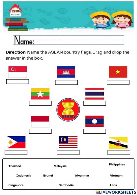 Asean Flags Worksheet География