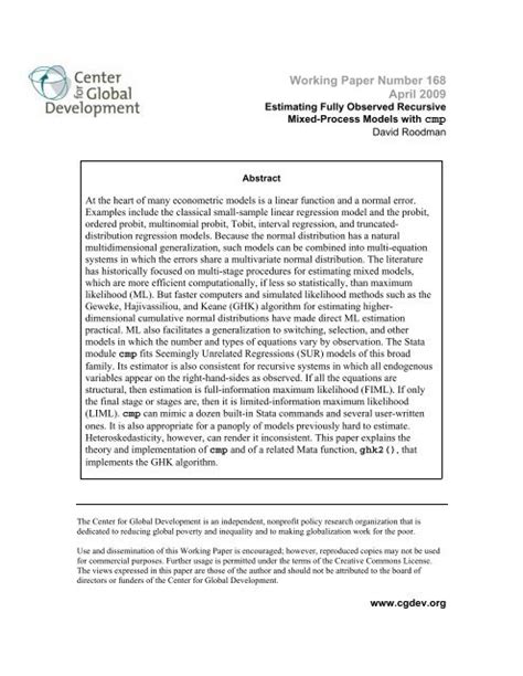 Estimating Fully Observed Recursive Mixed Process Models With Cmp