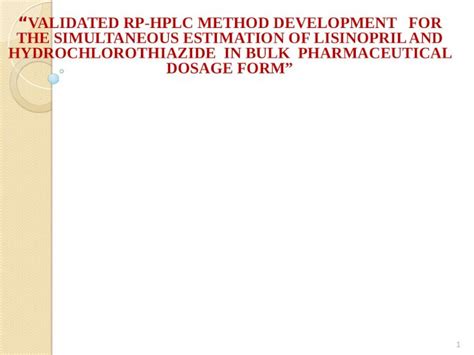 Ppt Validated Rp Hplc Method Development For The Simultaneous