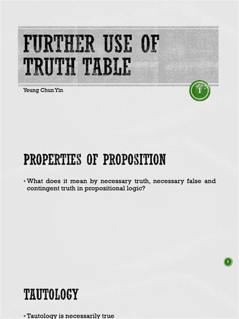 Uged1111a 5 Further Use Of Truth Table Pdf Argument Logical Truth