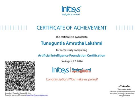 Artificialintelligence Infosysspringboard Learningjourney Amrutha Lakshmi Tunuguntla