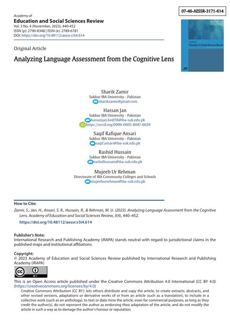 Pdf Analyzing Language Assessment From The Cognitive Lens