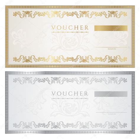 Voucher Template With Floral Pattern Watermark And Border This