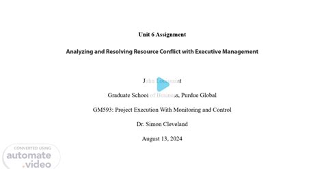 Week 6 Assignment 08132024 Automatevideo