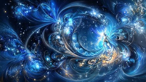 Celestial Being Enveloped In A Blue Cosmic Embrace Stock Illustration