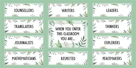Muted Botanical Themed When You Enter This Classroom Display