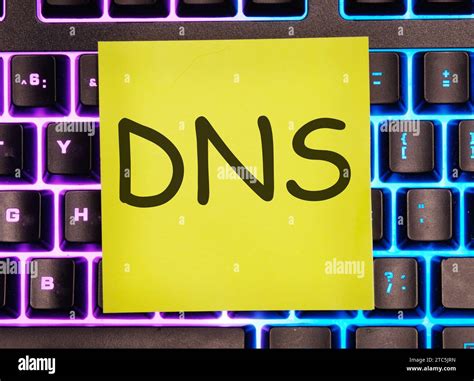 Dns Domain Name Server Written On A Yellow Sticker On A Laptop