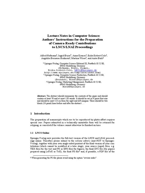 Springer Paper Template Te X Typefaces