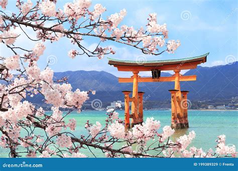 Floating Torii Gate Itsukushima Shrine Miyajima Island Japan Stock
