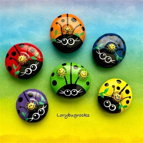 Cute And Colorful Ladybug Rocks