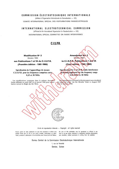 CISPR 1A 1966 AMD2 1969 Amendment 2 Specification For CISPR Radio Interference Measuring