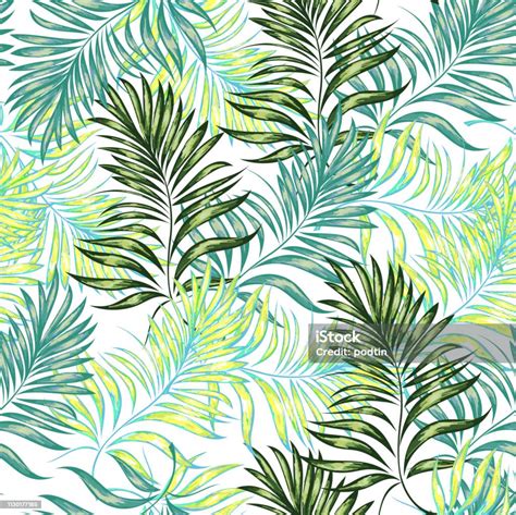 열 대 야자수의 완벽 한 패턴 정글 단풍 벡터 꽃 패턴입니다 0명에 대한 스톡 벡터 아트 및 기타 이미지 0명 관목 기후 묘사 Istock