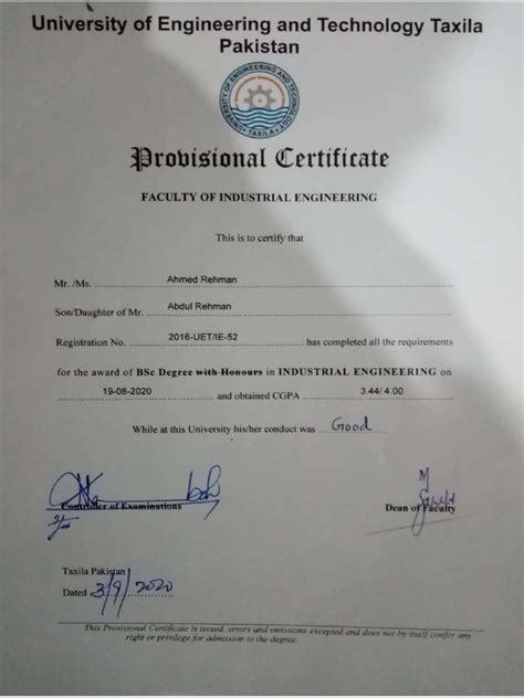 Provisional Certificate Pdf