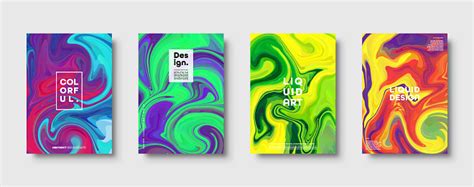 다채로운 추상 기하학적 배경 액체 동적 그라데이션 파도 유체 대리석 질감 현대적인 커버 세트 Eps10 벡터 3차원 형태에 대한 스톡 벡터 아트 및 기타 이미지 Istock