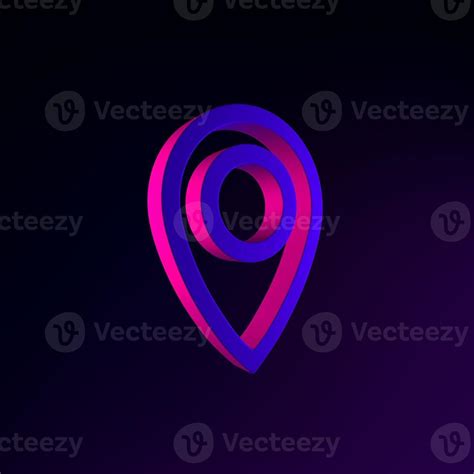 Location Neon Symbol Linear Outline Icon D Rendering Ui Ux Interface Element Dark Glowing