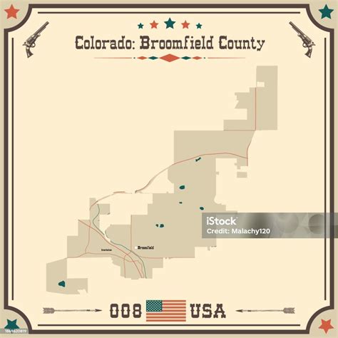 Large And Accurate Map Of Broomfield County Colorado Usa With Vintage
