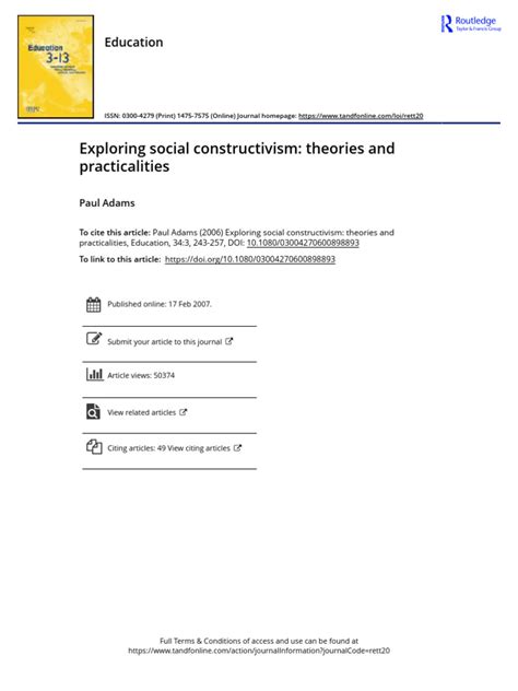 Exploring Social Constructivism Theories And Practicalities Adams Pdf Constructivism
