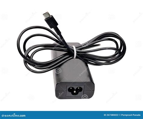 Adapter Plug With Usb Type C Cable Isolated On White Background Stock Photo Image Of
