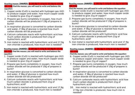 Aqa Gcse 9 1 Chemistry Unit 3 2 Amount Of Substance Higher Moles Limiting Reagent Teaching