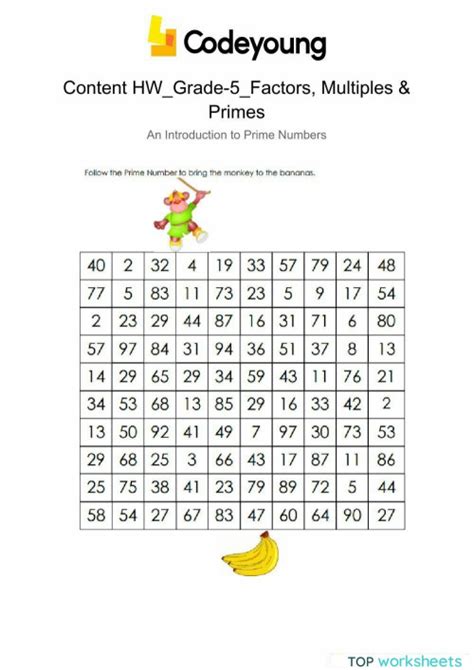 Content Hw An Introduction To Prime Numbers Interactive Worksheet